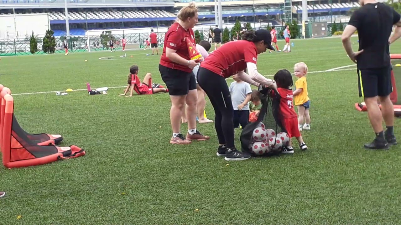 Kids Having their instructors to play food ball - YouTube