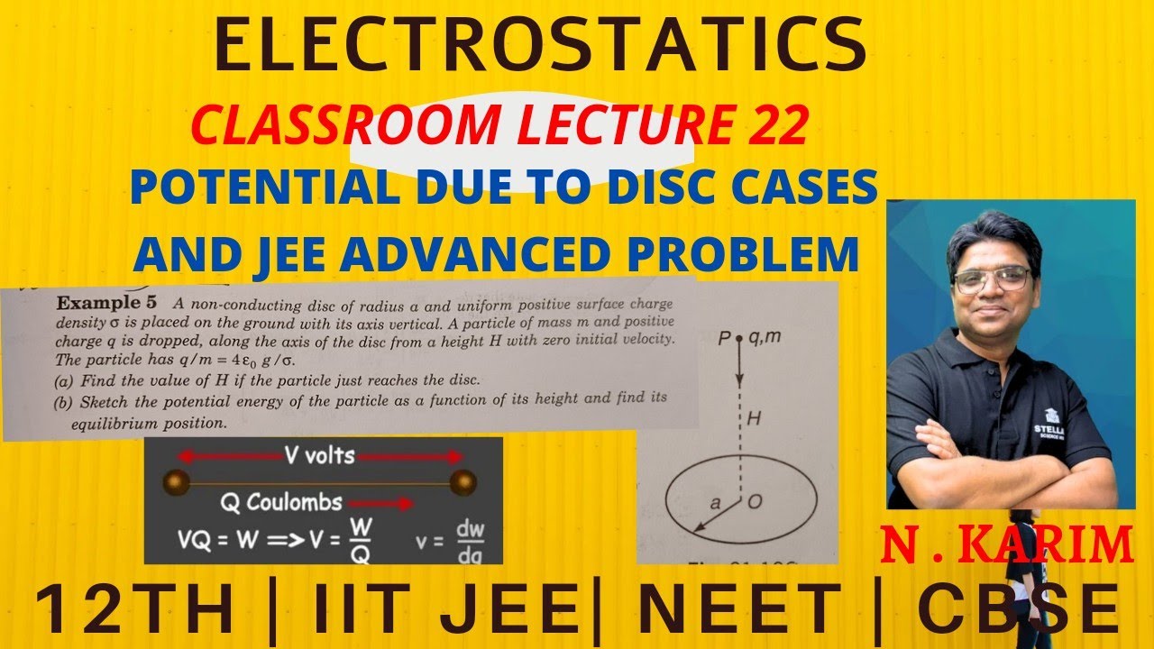 ELECTROSTATICS 22 CLASSROOM LECTURE | POTENTIAL DUE TO DISC PROBLEM ...