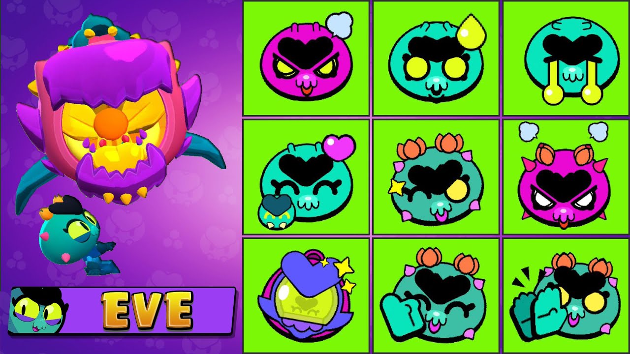 브롤스타즈 이브 애니메이션 핀 & 그린스크린 다운로드 (EVE Animated Pins in Brawl Stars with ...