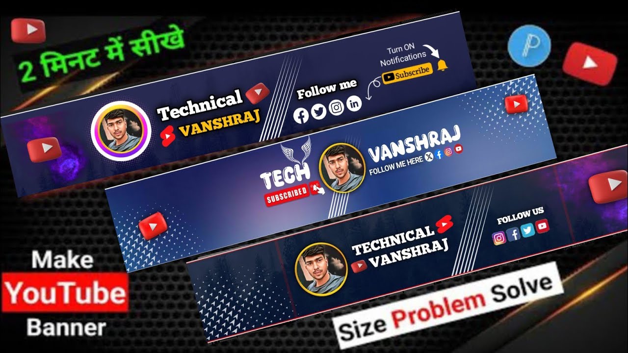 🤩 How To Create a Youtube Banner || Free banner Material | pixellab se ...