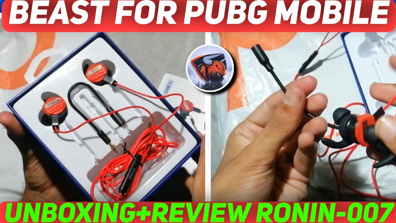 RONIN-007 PUBG EARPHONES UNBOXING+REVIEW | BEST EARPHONES UNDER Rs 1200 ...