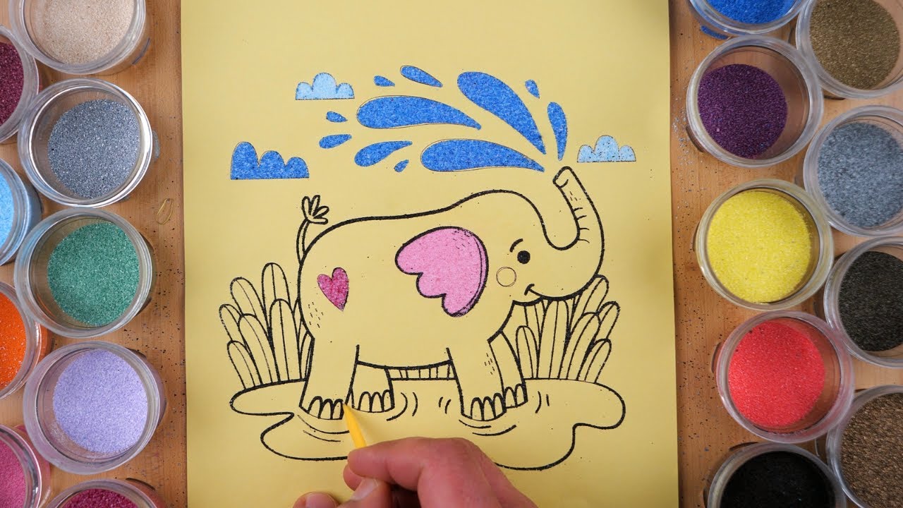 creative diy sand painting Elephant/colors/sand art/ coloring Elephant ...