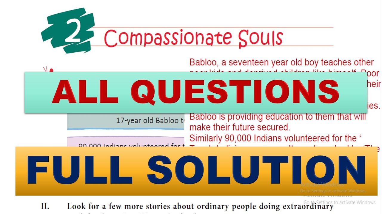 COMPASSIONATE SOULS | DAV CLASS 8 ENGLISH READER BOOK CHAPTER 2 ...
