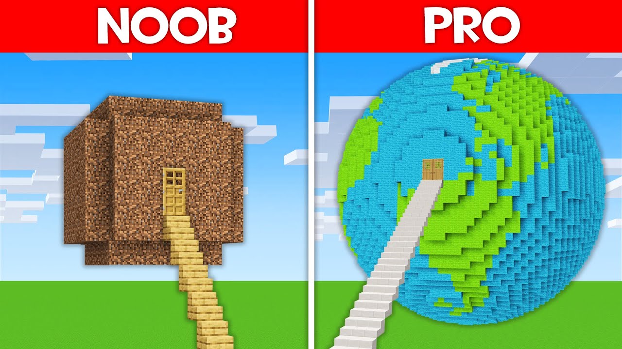 Minecraft Battle: STAIRS to the PLANET BUILD CHALLENGE - NOOB vs PRO vs ...