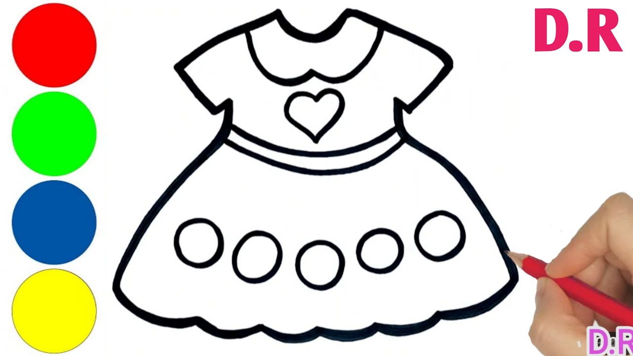 How to draw cute dress drawing || Beautiful Girl dress drawing step by ...