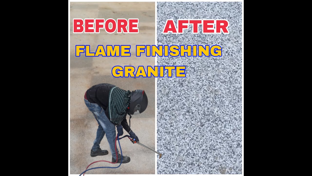 Flame finish granite #leather finish granite #dark granite # - YouTube