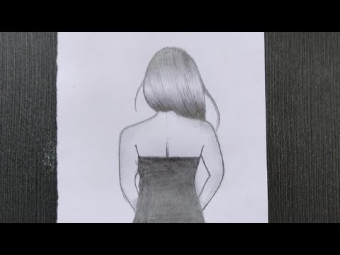 how to draw a girl from the back - step by step ( pencil sketch ) - YouTube