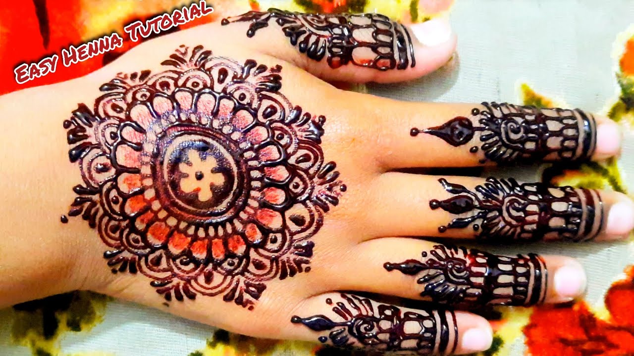Most Simple Mehndi Design | Simple Easy Back Hand Mehndi Design | Easy Henna Tutorial For ...