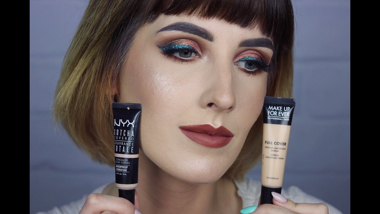 MAKEUP FOR EVER Full Cover vs NYX Gotcha Covered- TEST NA ŻYWO - YouTube