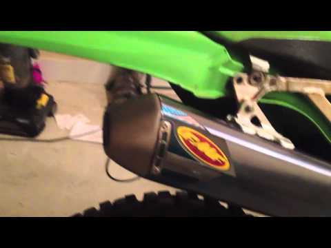 2011 kx250f stock exhaust vs fmf 4.1RCT w/titanium megabomb - YouTube