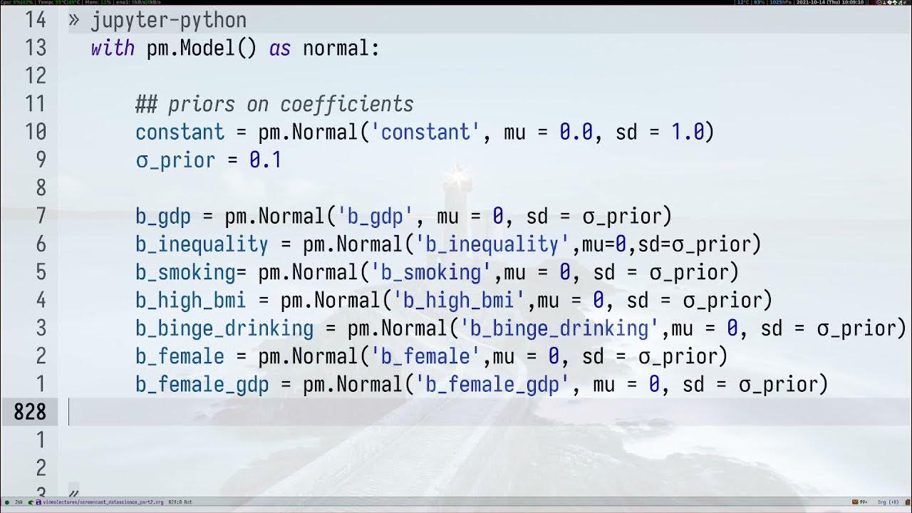 estimating Bayesian model on Eurostat data with pymc3, python and emacs - YouTube