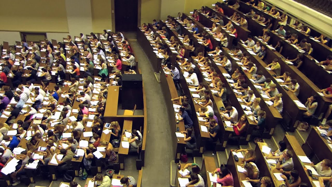 Student In Big Lecture Room Classroom Munich Lmu University Germany ...