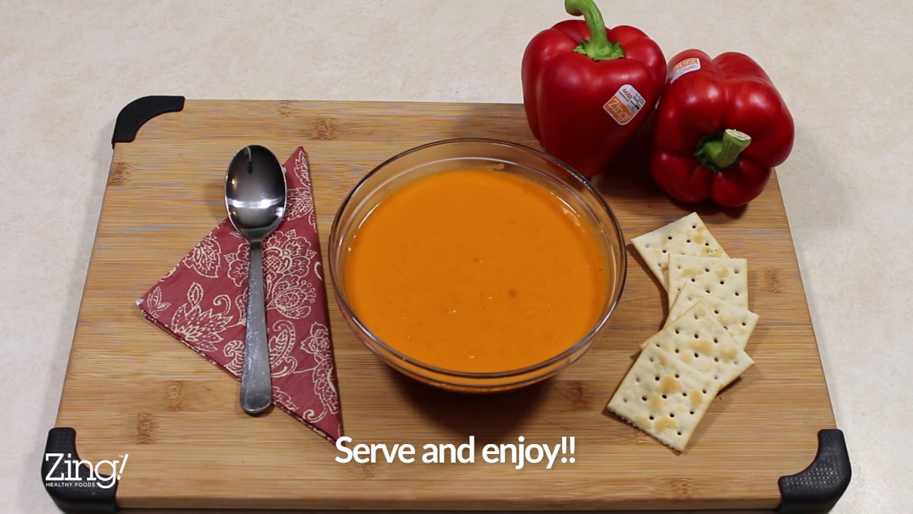 Zing! Healthy Foods Roasted Red Pepper Soup - YouTube