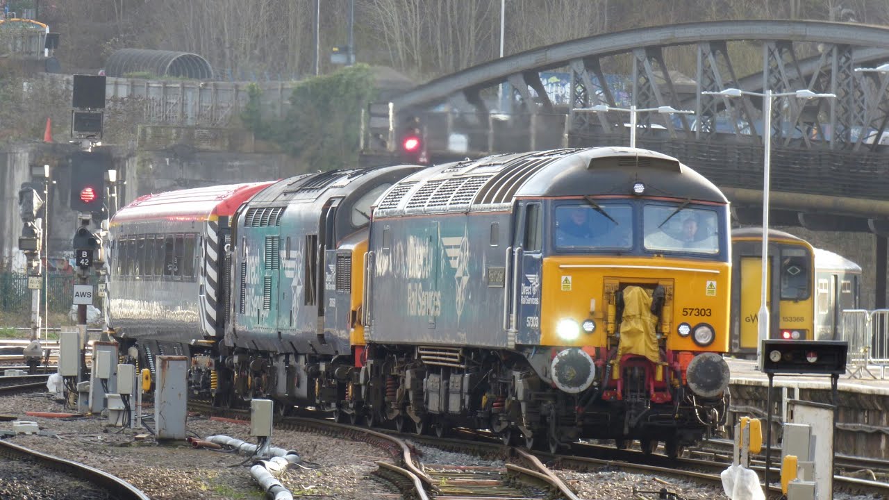 DRS Class 57303 + 37059 Hauls The 'Pretendolino' Stock @ Bristol Temple ...