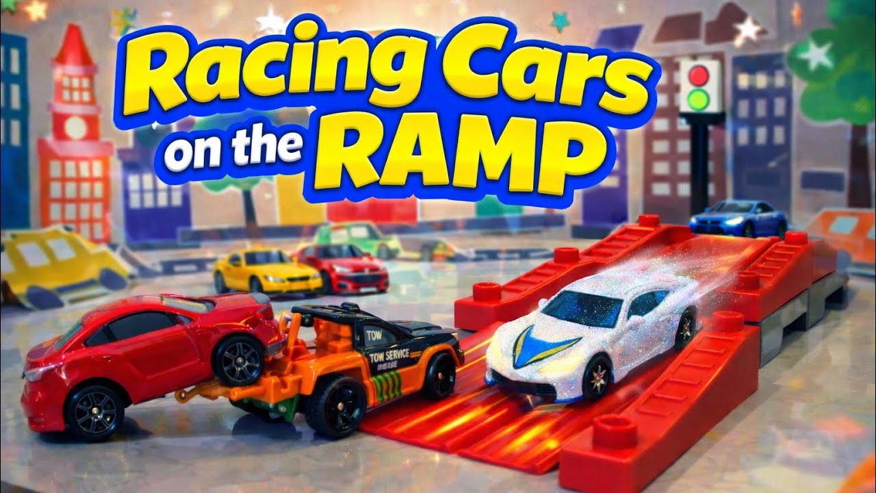 Racing Cars on the Ramp & Tow Truck Play. Toy cars play. - YouTube