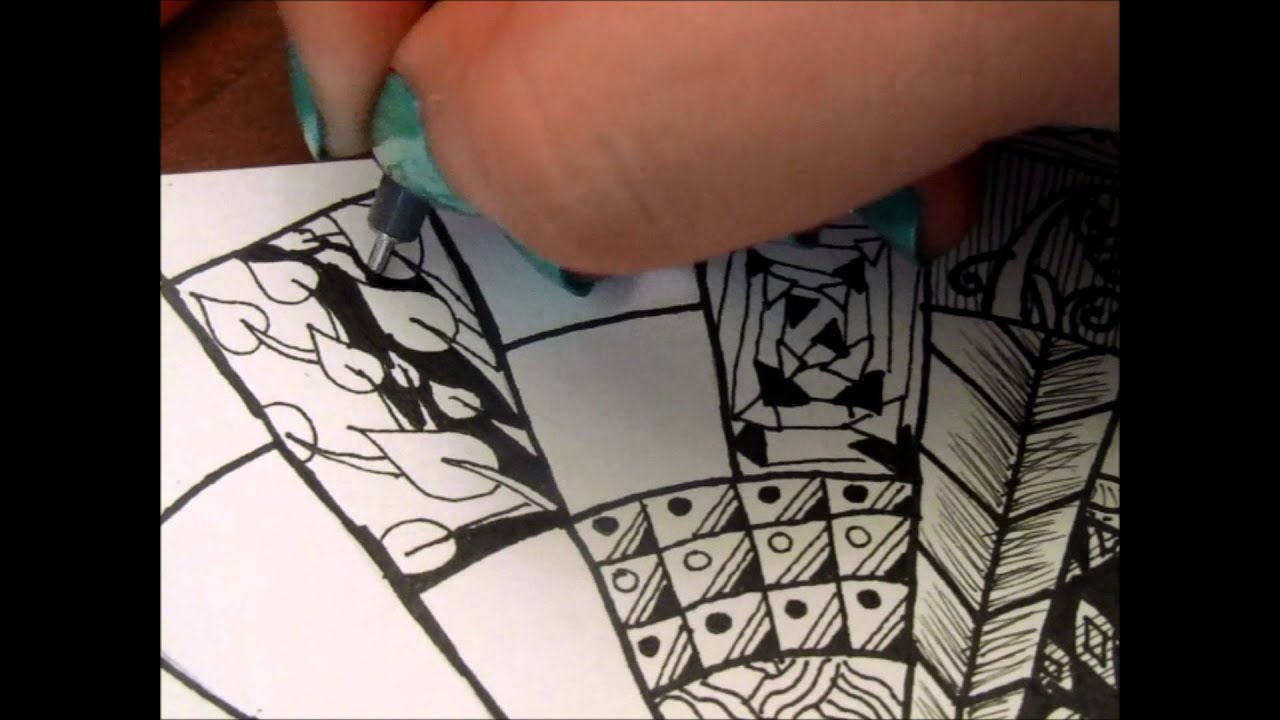 January 6 Zentangle (Finishing 8x8 project) - YouTube