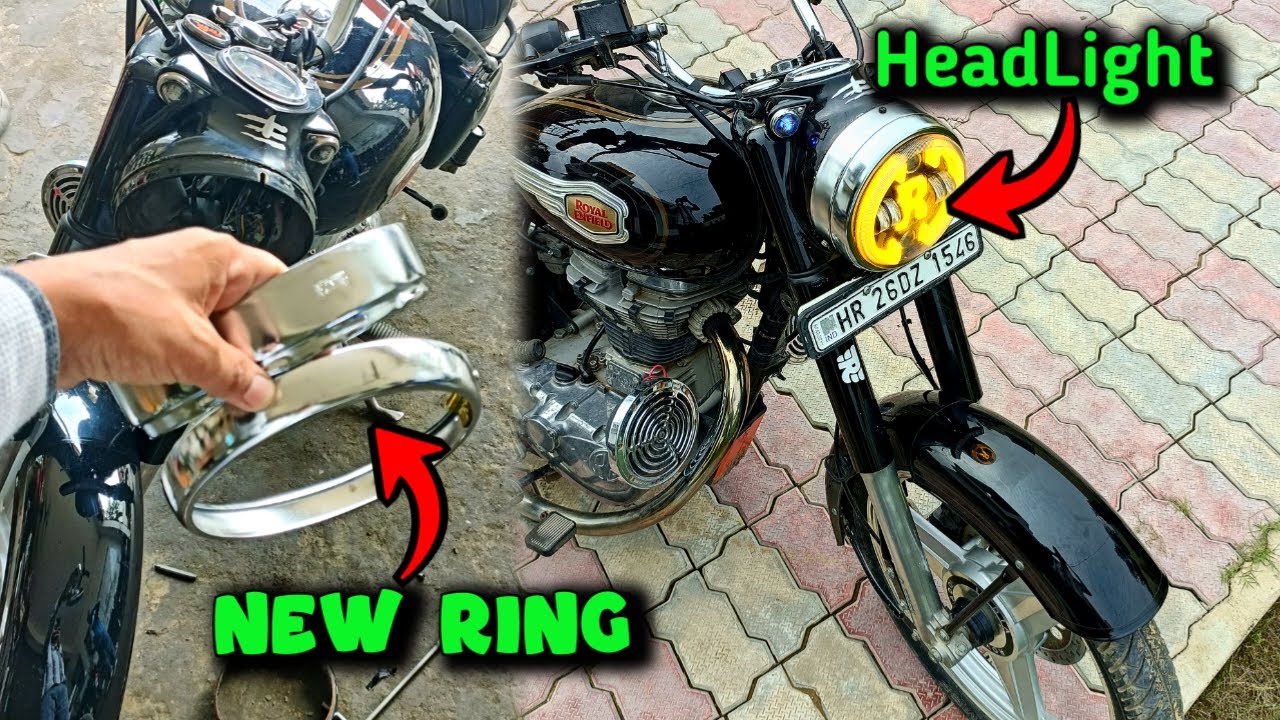 New Modification On My Bullet 350 Bs4|| Head Light Ring Modification On ...