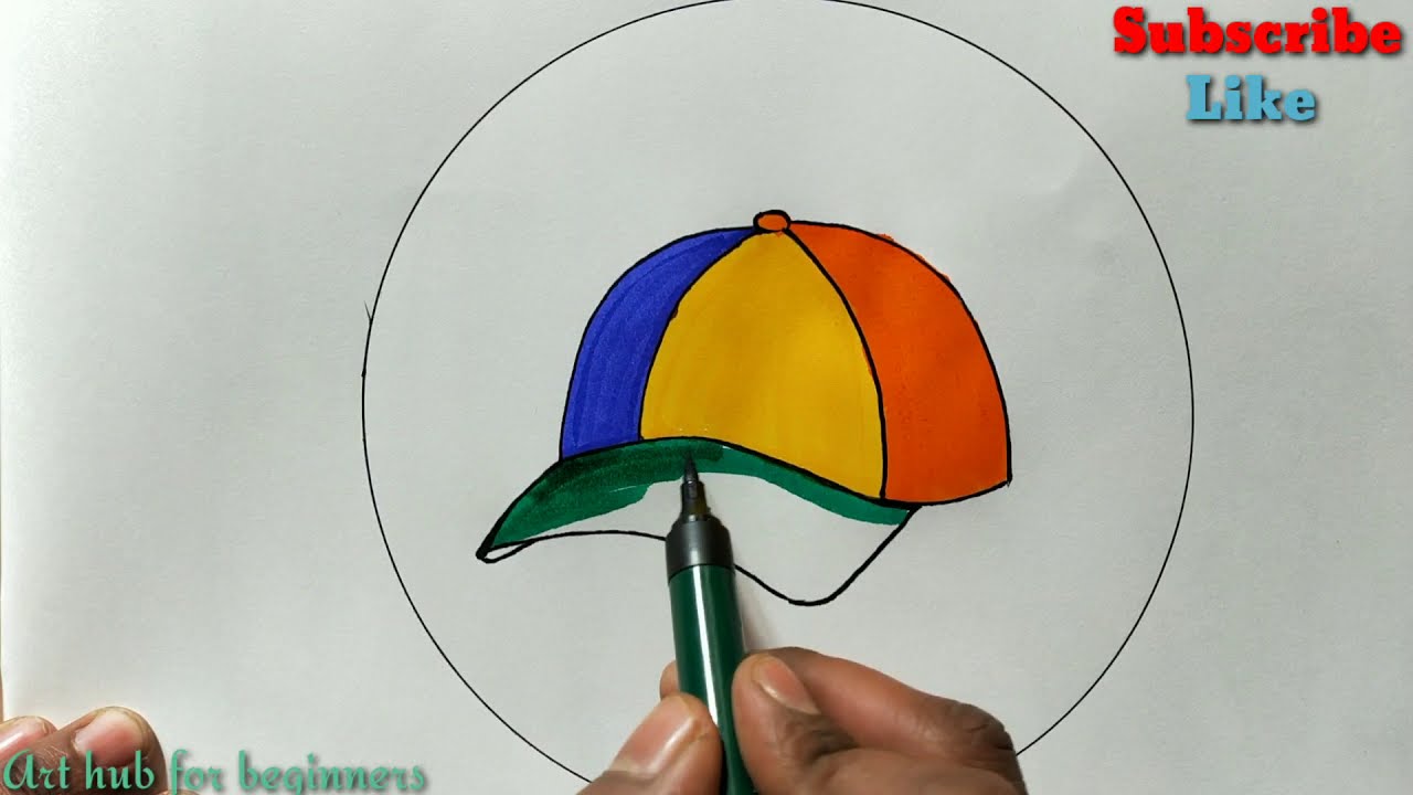 How to draw a colouring cap for beginners / step by step colouring cap ...