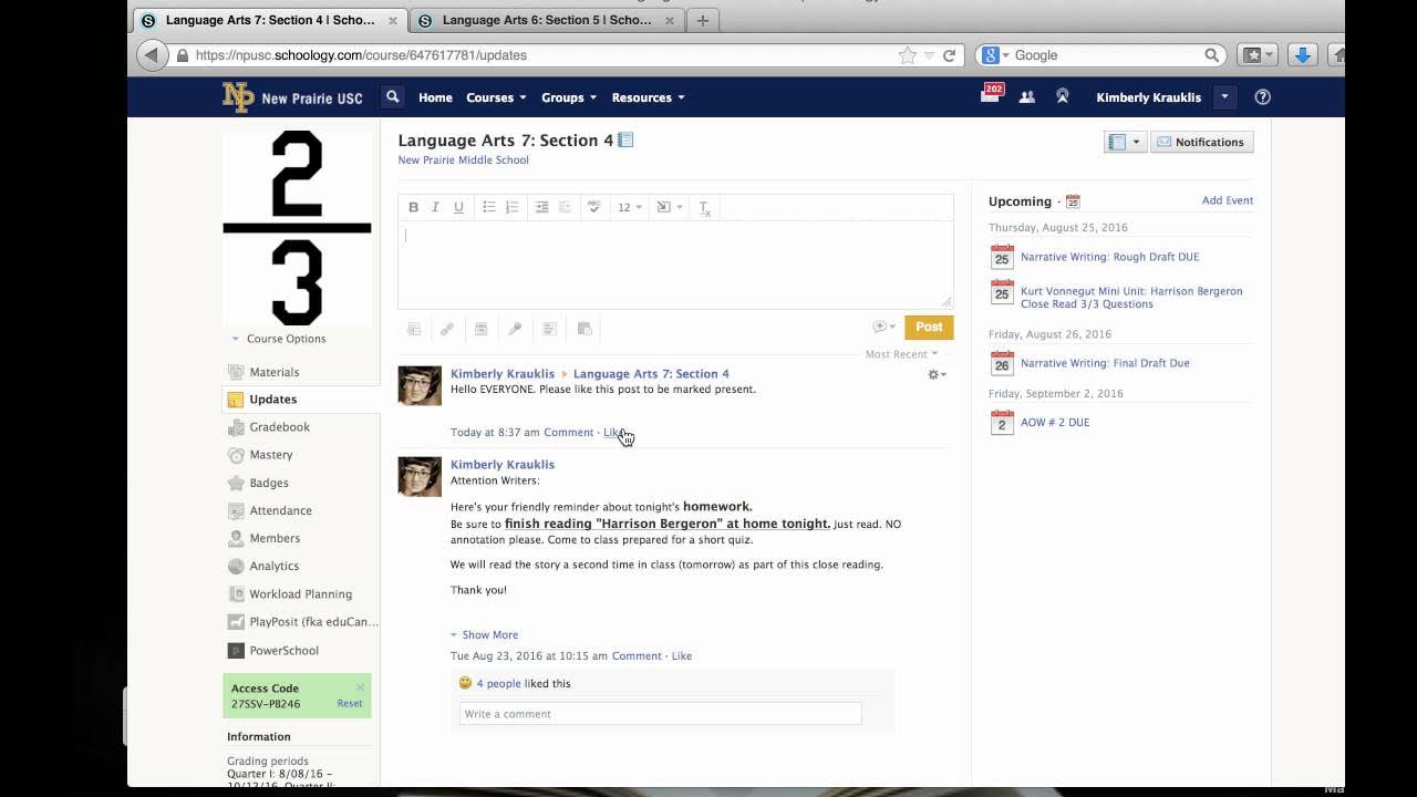 How to Post to an Update to Schoology - YouTube