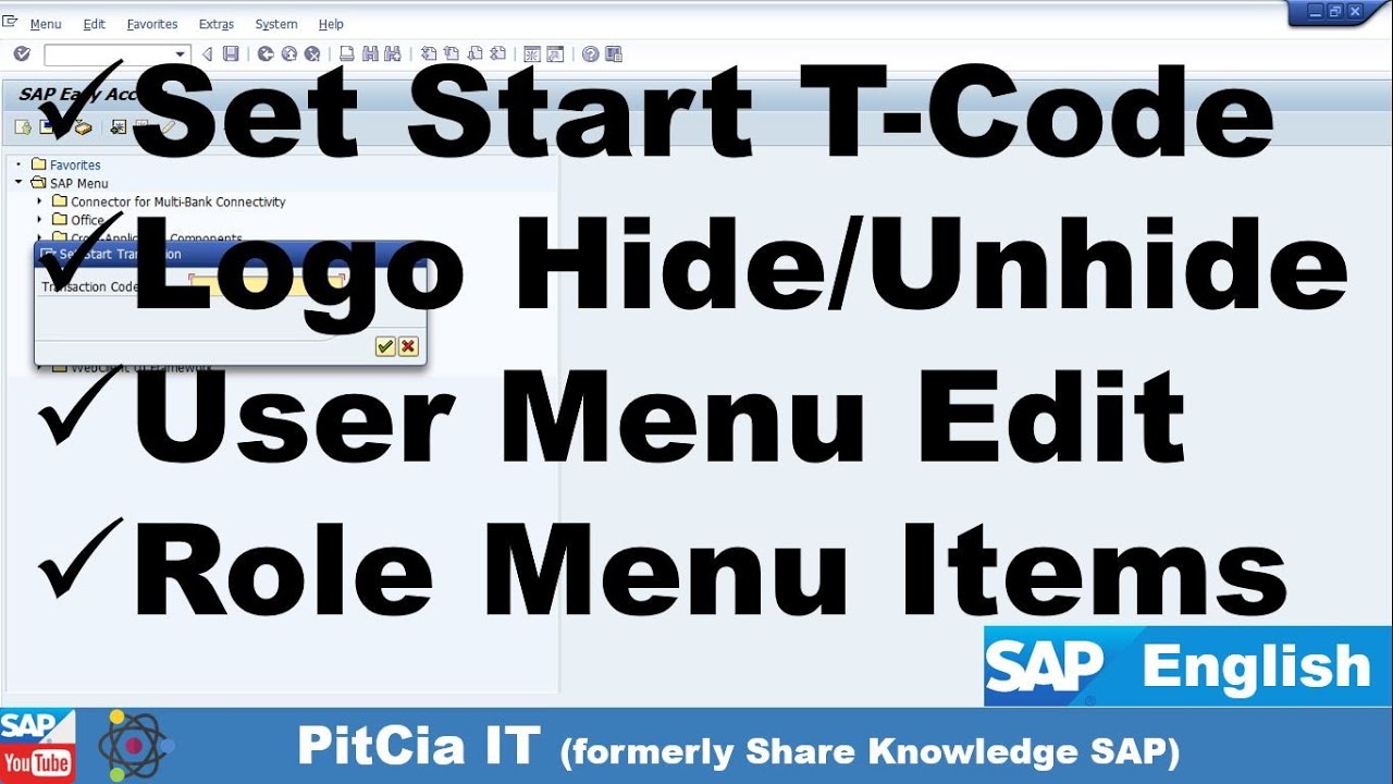 How Set Start T-Code, Hide Logo on Screen, Add Favorite, User Menu in ...