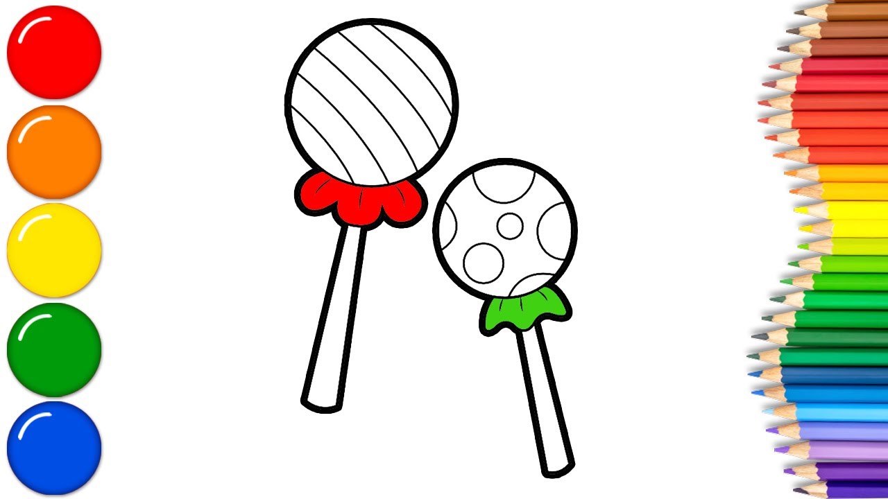 How to draw Lolipop Candy | Lolipop Drawing Colour | How to Color a ...