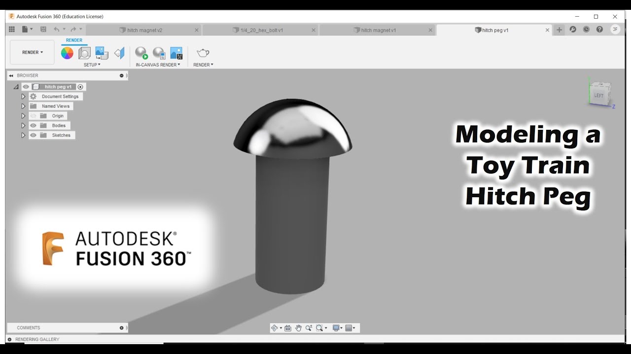 Modeling a Toy Train Hitch Peg - YouTube