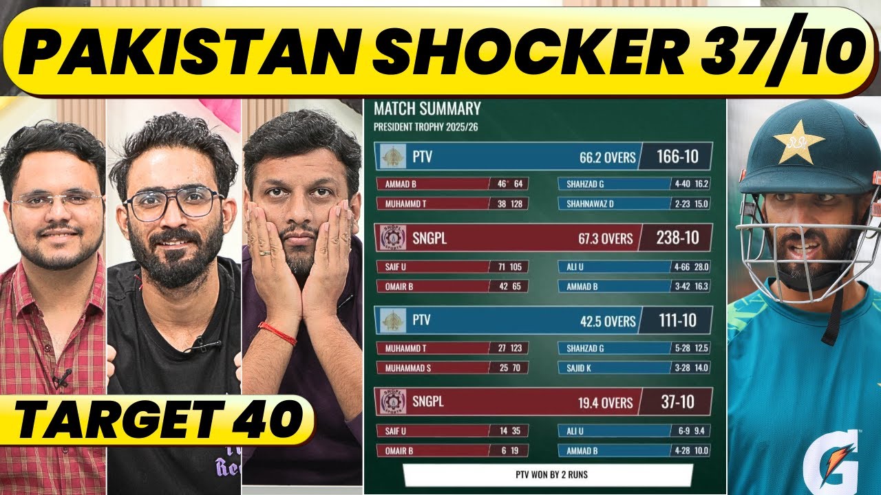 PAKISTAN CAPTAIN SHAN MASOOD’s TEAM 37 ALL OUT CHASING JUST 40 ...