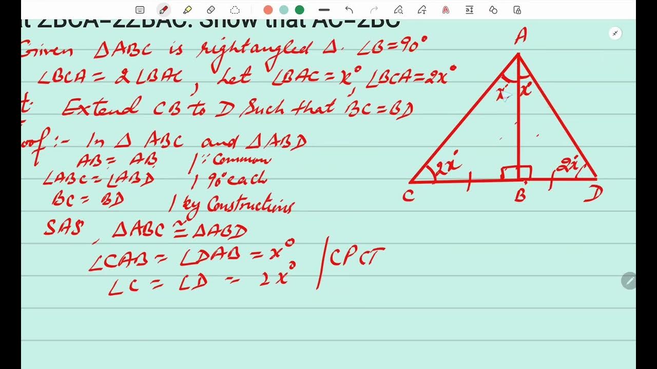 ABC is a right triangle and right angled at B such that ∠BCA=2∠BAC.Show ...