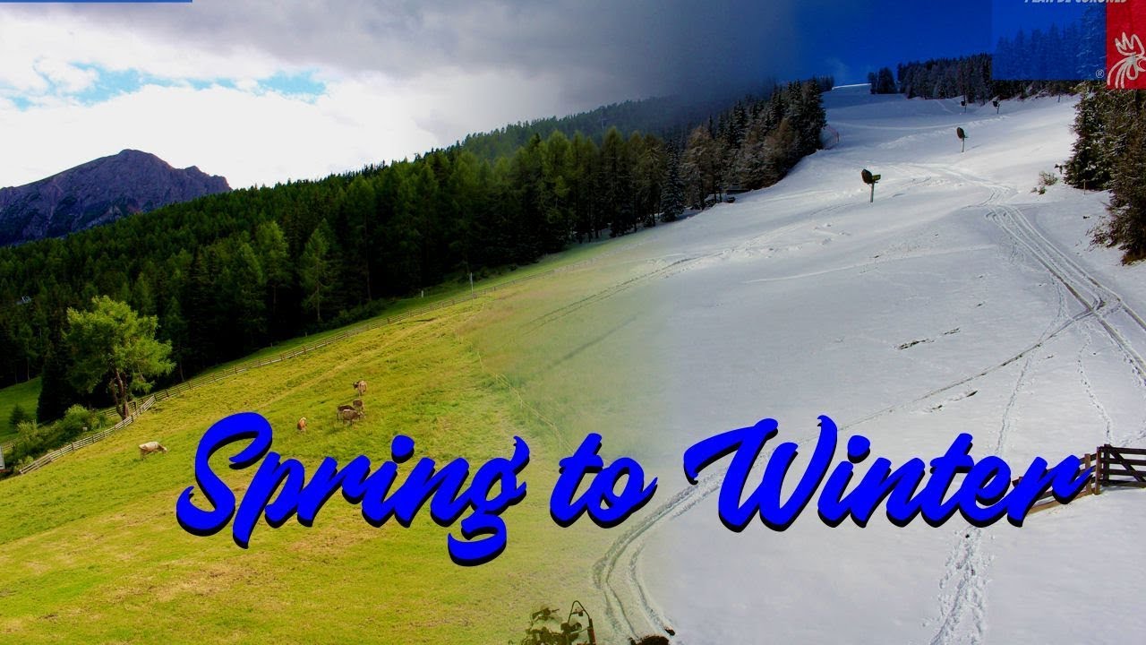 Ski Slope spring to winter time lapse - YouTube