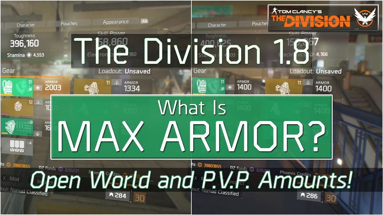 The Division 1.8 - What Is The Max Armor Amount? In Open World and PVP ...