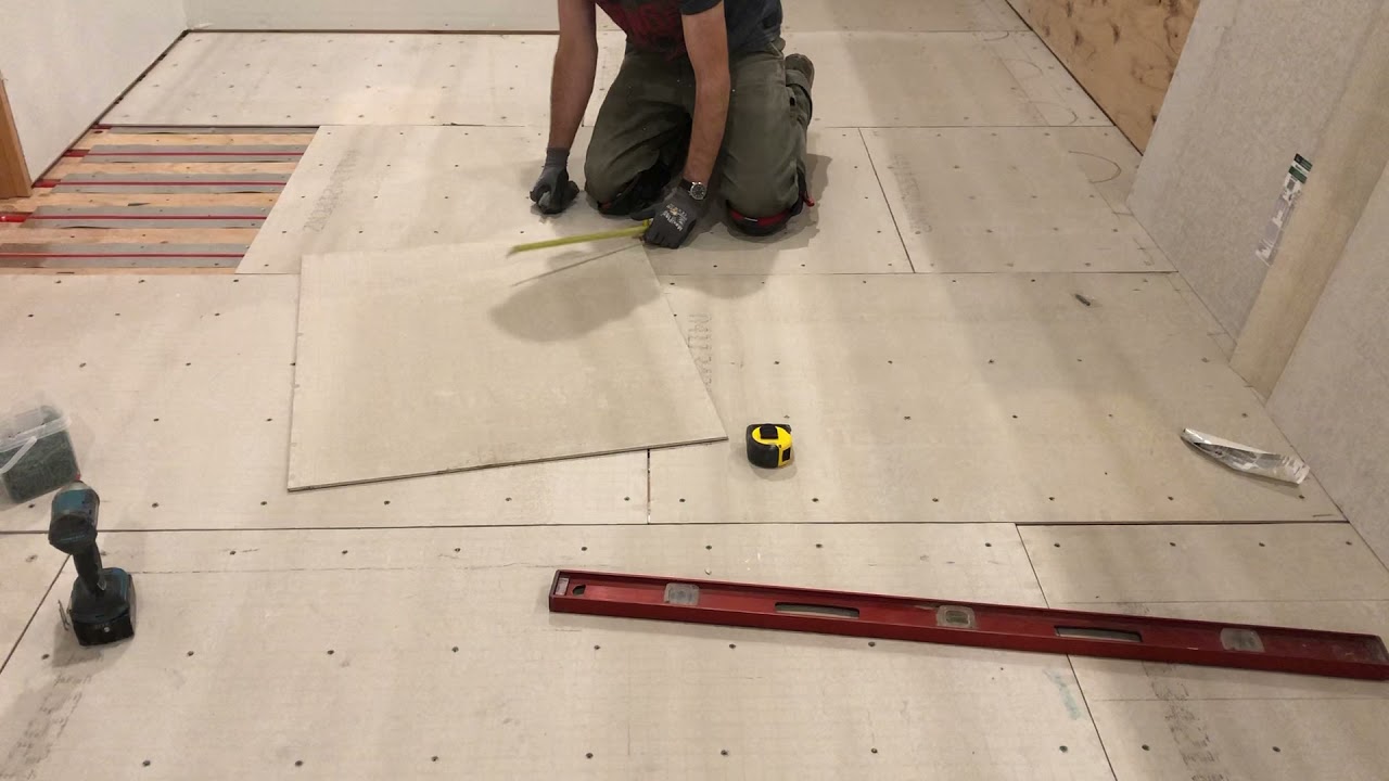 Cutting and installing Hardie Backer backer board over radiant floor ...