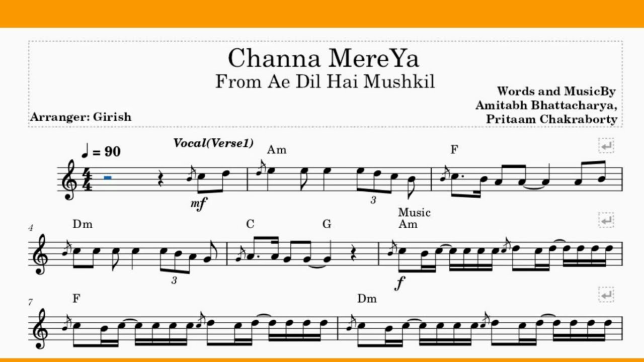 Channa Mere Ya keyboard Piano/lesson/tutorial/with intro notes/chords ...