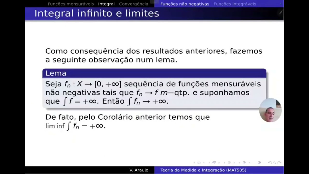 Medida e Integração: Lema de Fatou: integral do liminf. Limites e ...
