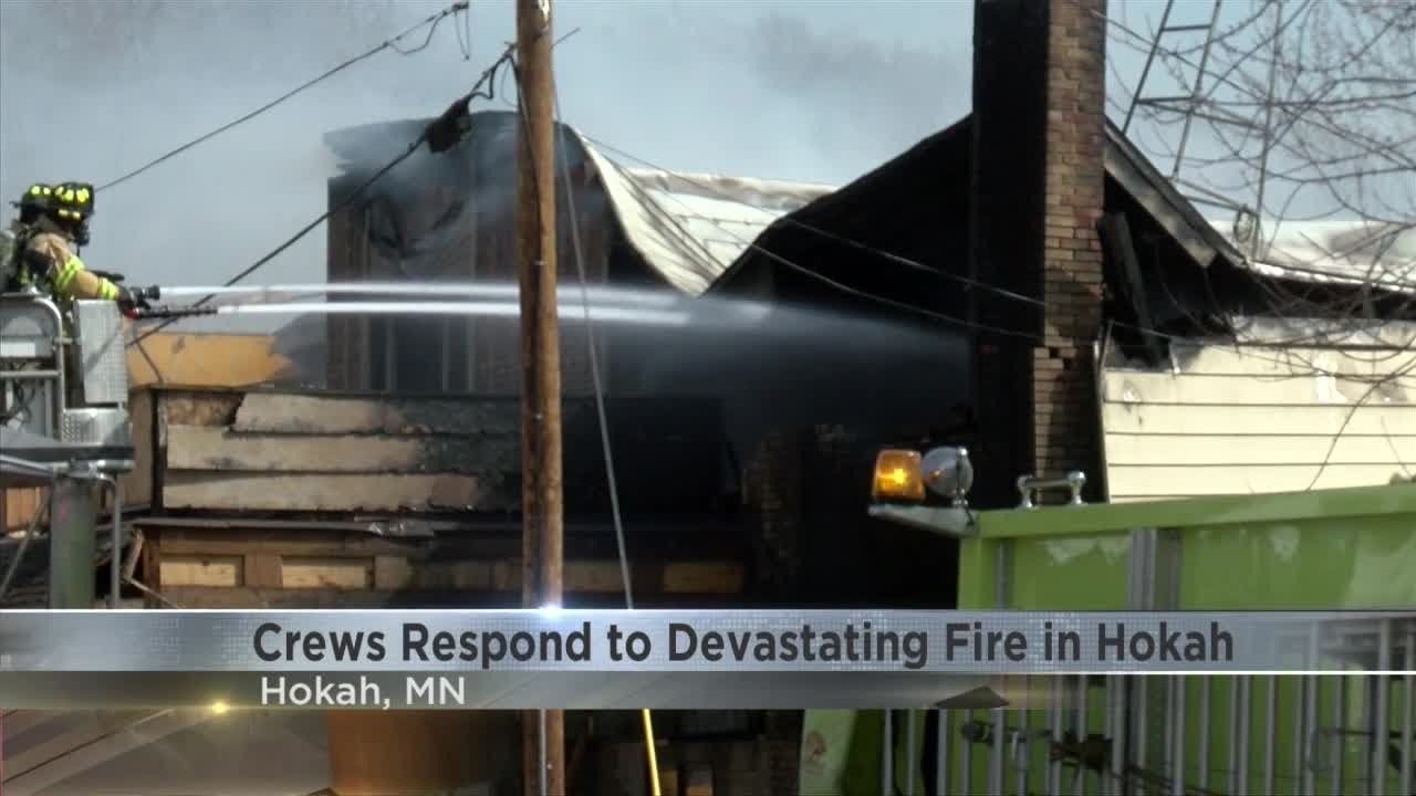 Crews respond to a devastating fire in downtown Hokah - YouTube