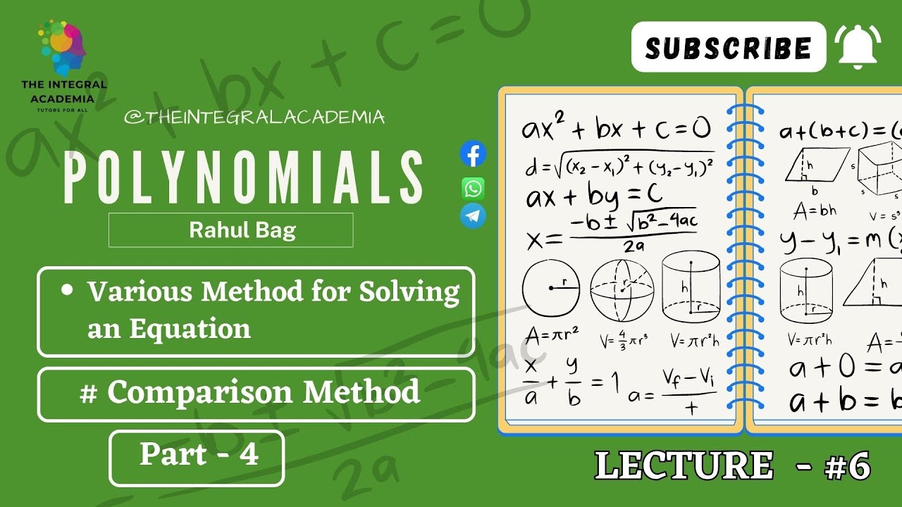Comparison Method || Methods For Solving An Equation || Part - 4 ...