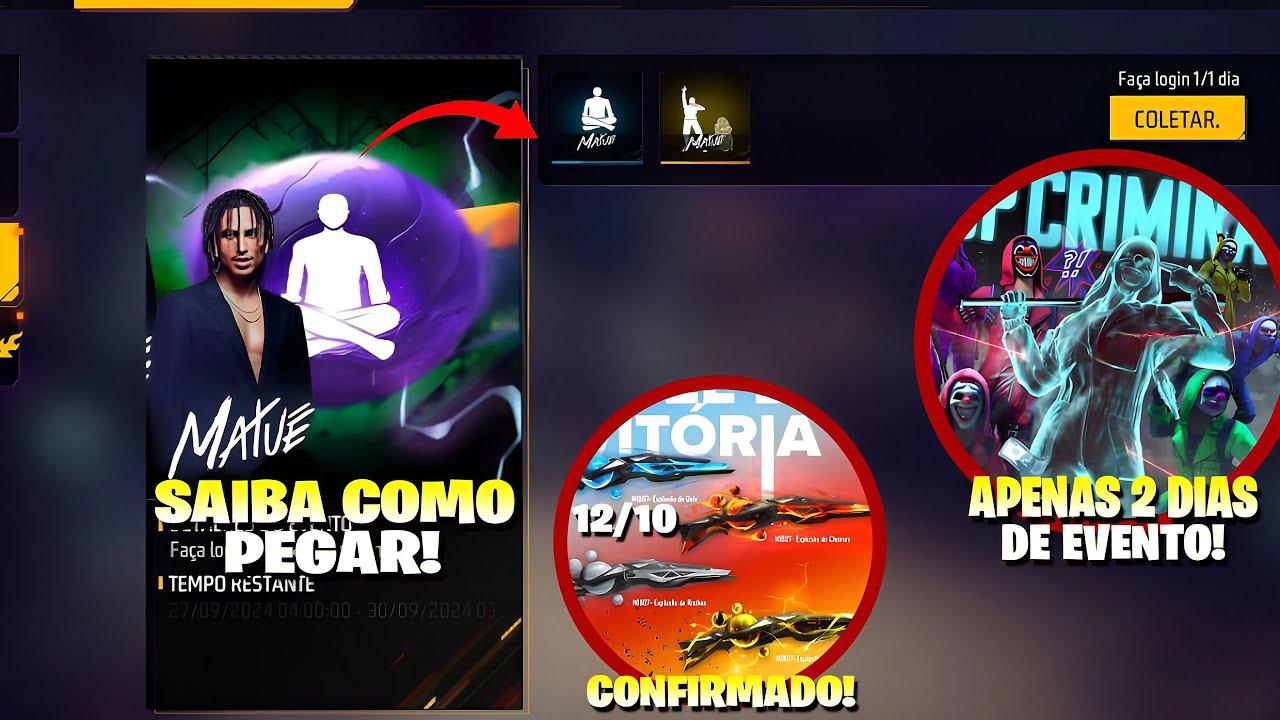 CORRE! COMO PEGAR OS EMOTES DO MATUÊ, EVENTO TOP CRIMINAL, EVENTOS DE ...