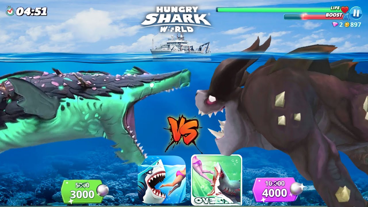 NEW UNDERSHARKER SHARK VS BEHELLMOTH SHARK - HUNGRY SHARK WORLD VS ...