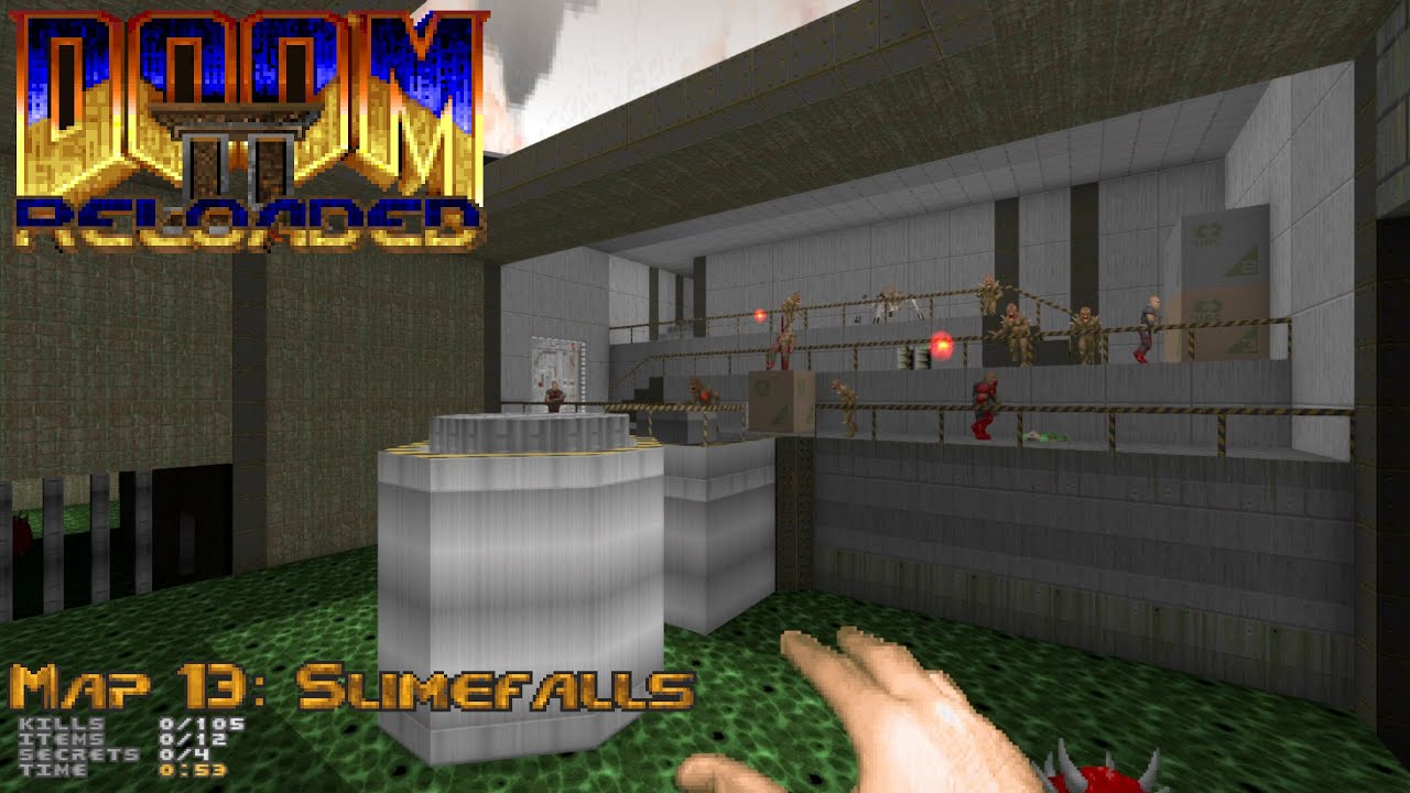 Doom 2 Reloaded - Map 13: Slimefalls (UVMax 4:54) - YouTube