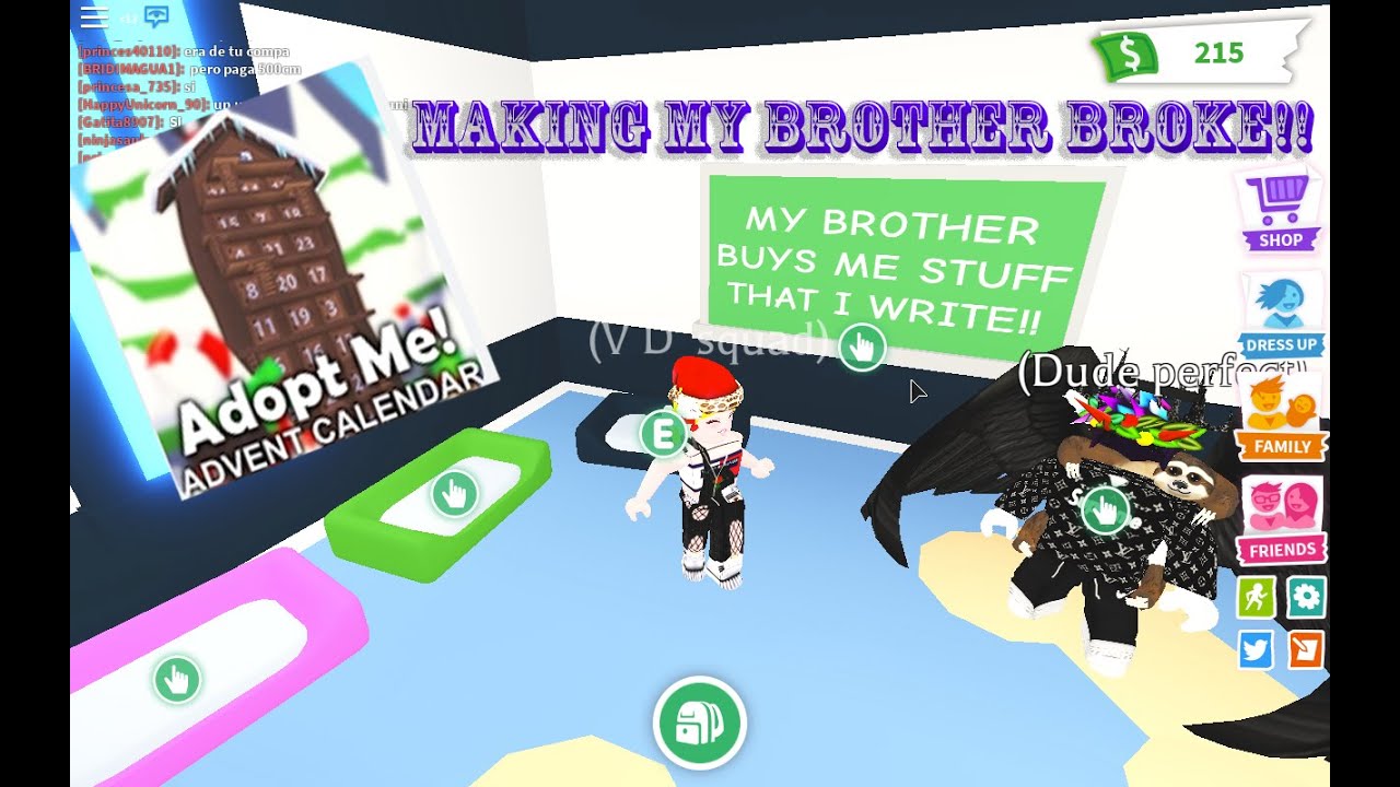 My brother buys me everything I write in Roblox Adopt Me - YouTube