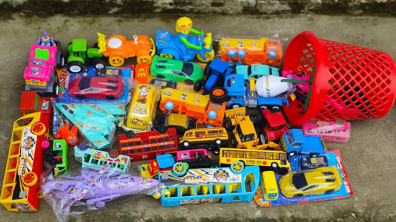 Mini school bus toy) cng auto rickshaw gadi jcb dumper truck police car ...