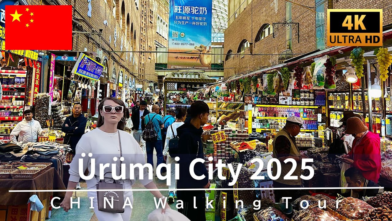 4K Urumqi Walk🇨🇳 Bustling Grand Bazzar Walking Tour in China ...