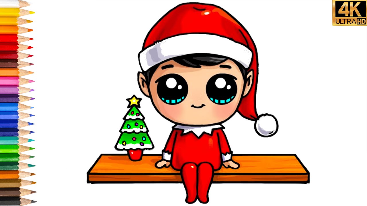 OFFICIAL DRAWING OF THE NEW YEAR ELF🧝HOW TO DRAW Santa Claus - ELF EASY ...