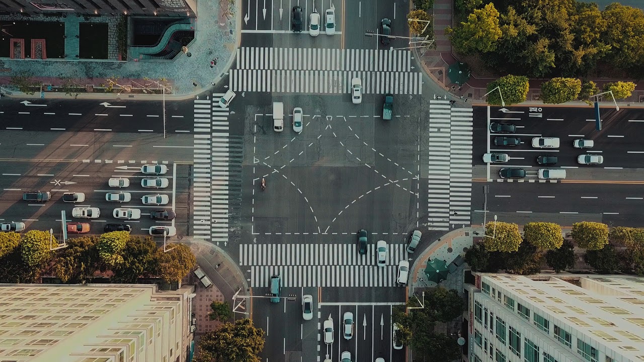 4K Drone Footage Traffic On An Intersection Road In A City - YouTube