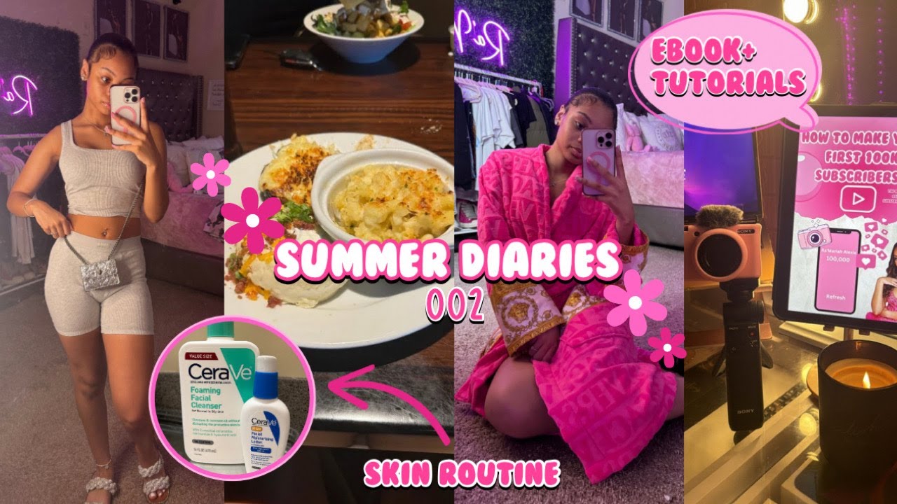 SUMMER DIARIES 002. 🫧🌸 | Summer Night Routine dinner, cleaning, girl ...