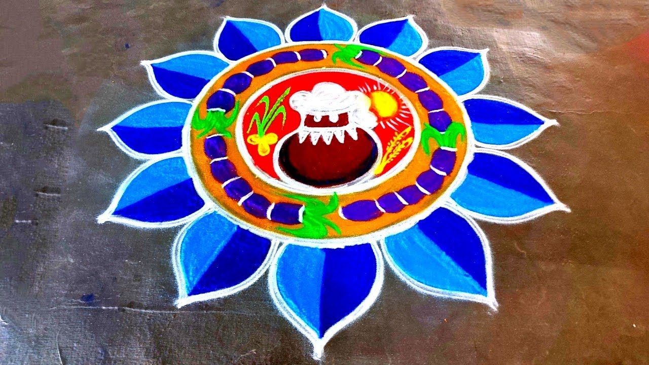 Pongal pot rangoli🌹/sankranti muggulu 🌹/bhogi kundalu muggulu🌹/Pongal ...