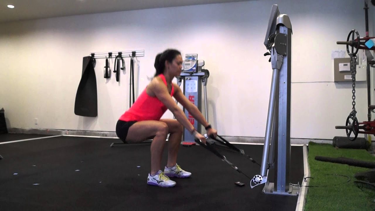 Squat to Cable Resisted 2 Arm Pull - YouTube