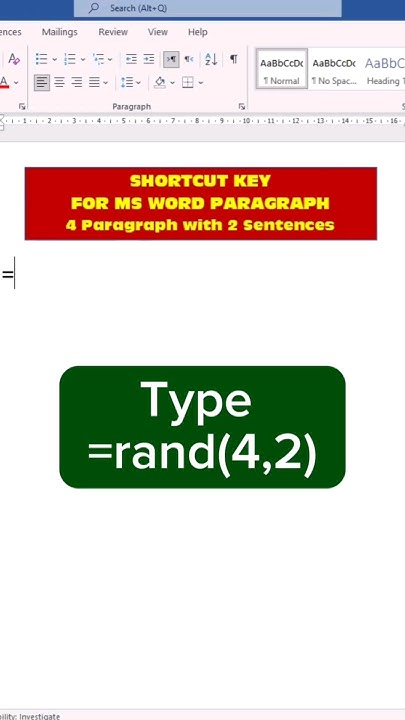 Random Text formula MS Word | Write Random Paragraph in MsWord #shorts #msword #word #microsoft ...