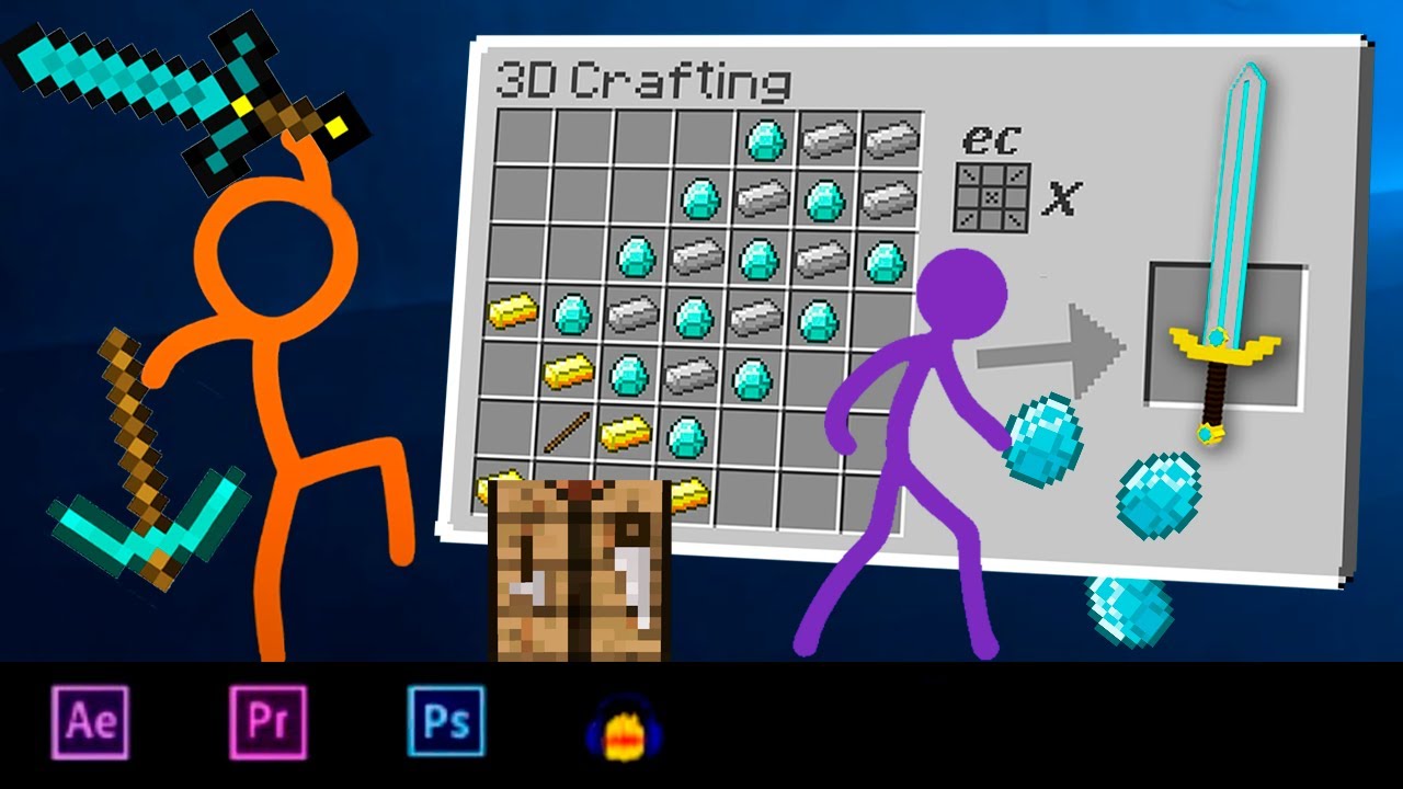 Stickman vs Minecraft Animation ⚡ STICKMAN CRAFTING TABLE - YouTube