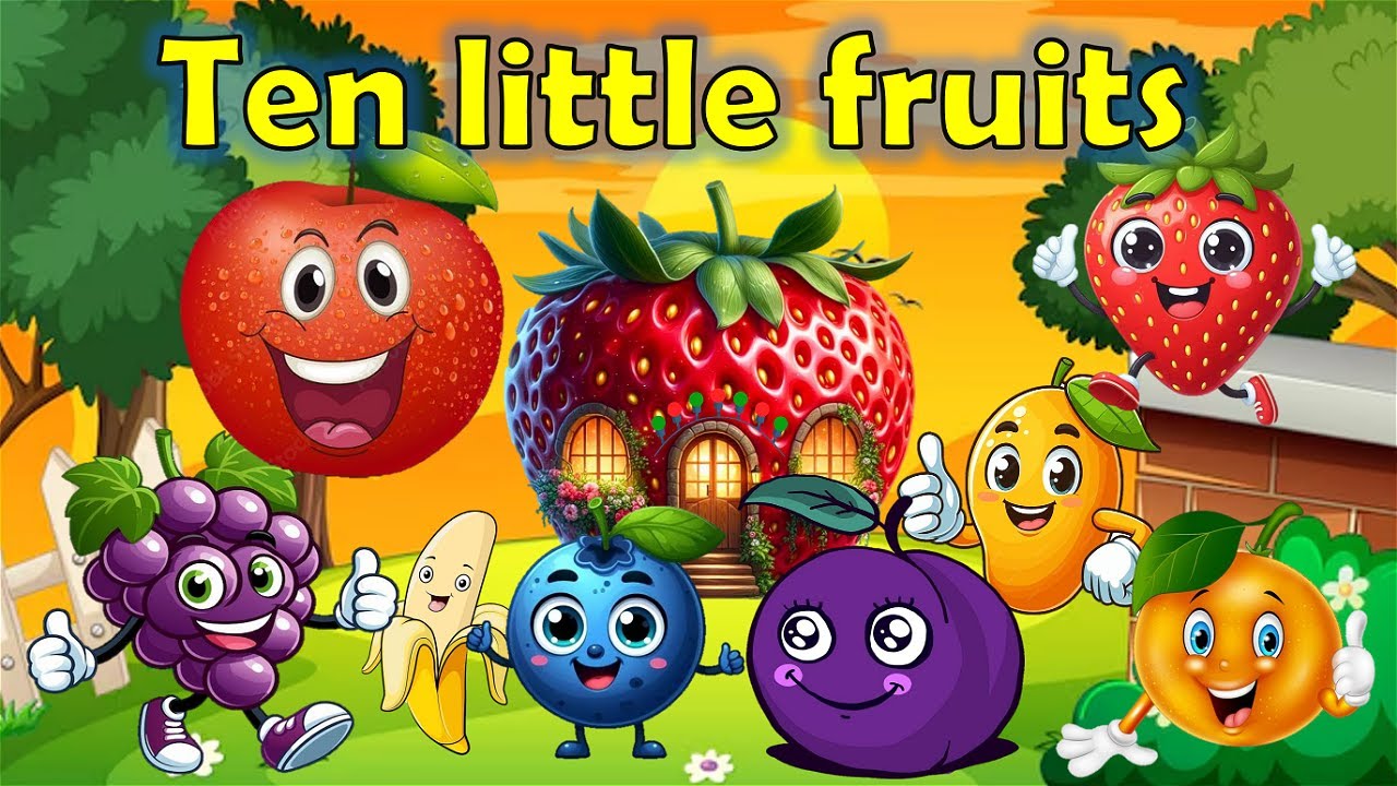 Ten Little Fruits Jumping On The Bed, Kids Song | Sing Along with kids ...