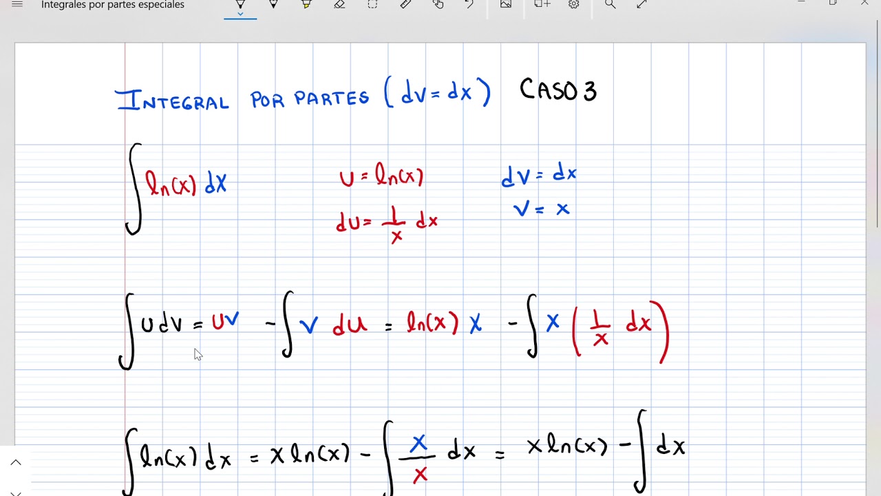 Integral por partes caso 3(dv=dx) - YouTube